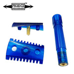 Phantom Blue Open Comb Double Slant Safety Razor | Twisted Shave Tech ...