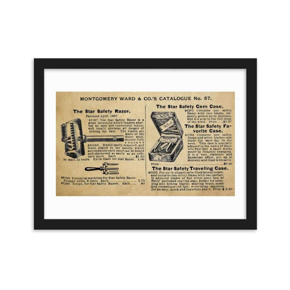 Vintage Star Safety Razor Ad Framed Print — Phoenix Shaving